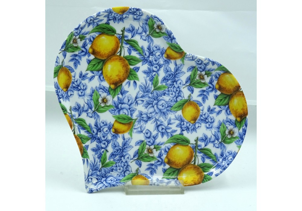 plateau forme coeur décor citron